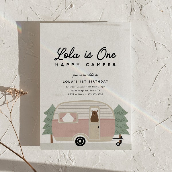 One Happy Camper Girls Invitation - Etsy