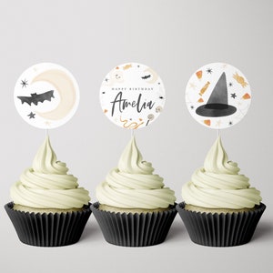 Halloween Birthday Cupcake Toppers: Spooky Party Decorations (INSTANT ...