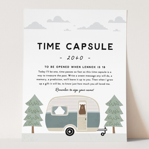 Editable Happy Camper Time Capsule Girl Birthday Party Camping - Etsy