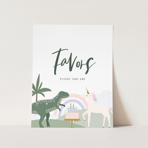 Unicorn and Dinosaur Birthday Welcome Sign Dinosaurs | Etsy