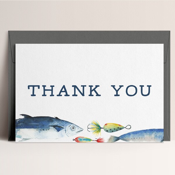 Fishing Party Thank You Card - Etsy