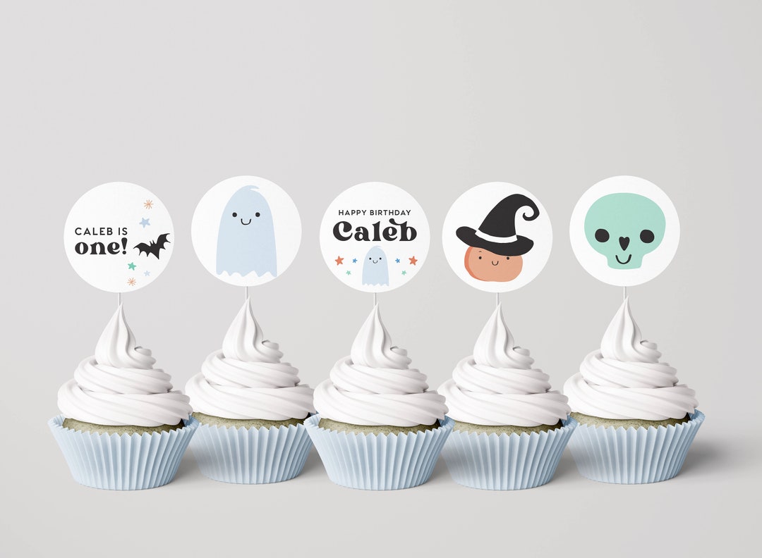 Halloween Birthday Cupcake Toppers, Boy Halloween Birthday, Kids ...