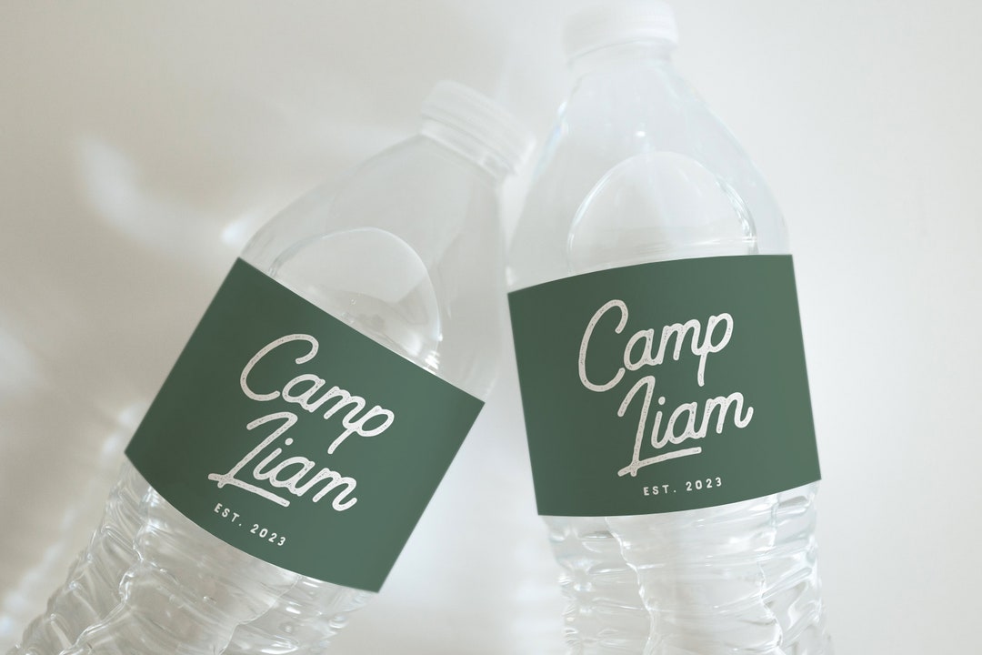 Editable Camper Water Bottle Label, Happy Camper Birthday, Boho Camp ...