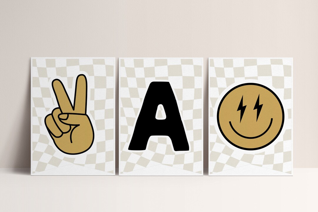 Checkered Smiley Face Birthday Banner: Retro Party Decor (digital Corjl ...