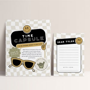 Checkered Smiley Face Sign Template Rad Birthday Stickers Retro ...