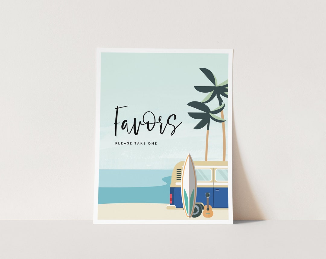 Modern Surf Editable Party Signs, Surfing Birthday, Surf's Up, Blue ...