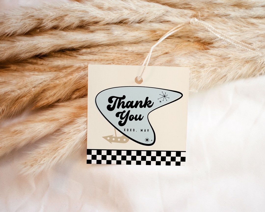 50s Diner Favor Tag Template, Retro 50s Birthday Thank You Tag, Sock ...