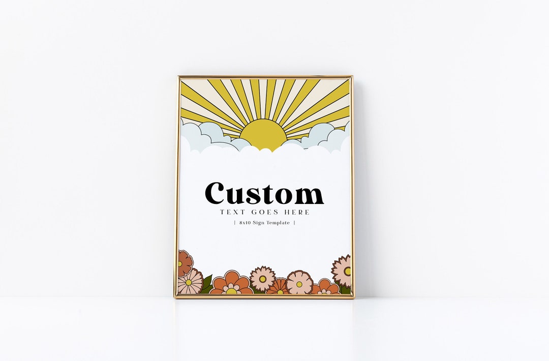 Boho Sun Birthday Party Sign Template: Retro Floral Decor (INSTANT ...