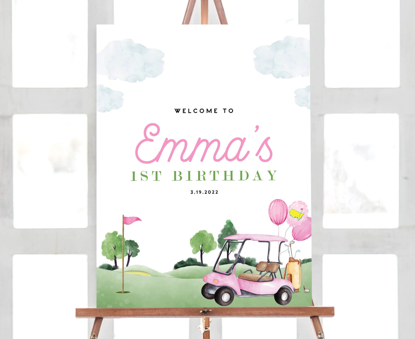 Girl Golf Birthday Welcome Sign Hole in One Welcome Sign | Etsy