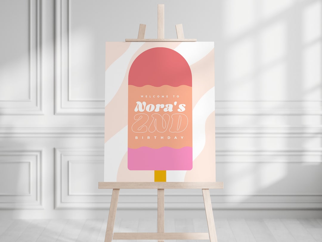 Popsicle Welcome Sign, Two Cool Summer Girl Birthday Party, Pool Party ...