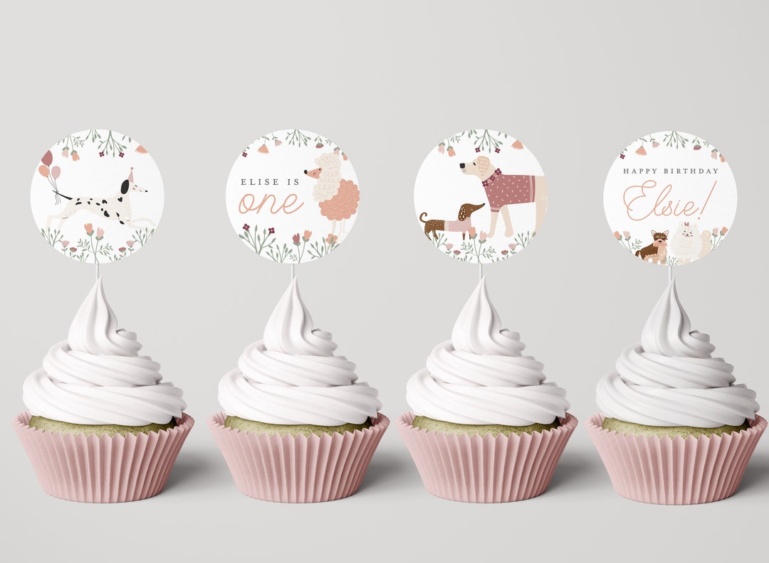 Dog Birthday Cupcake Toppers: Puppy Pawty Decor (INSTANT DOWNLOAD) - Etsy