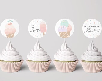 Ice Cream, Cupcake Toppers, Ice Cream Party, Ice Cream Birthday Party ...