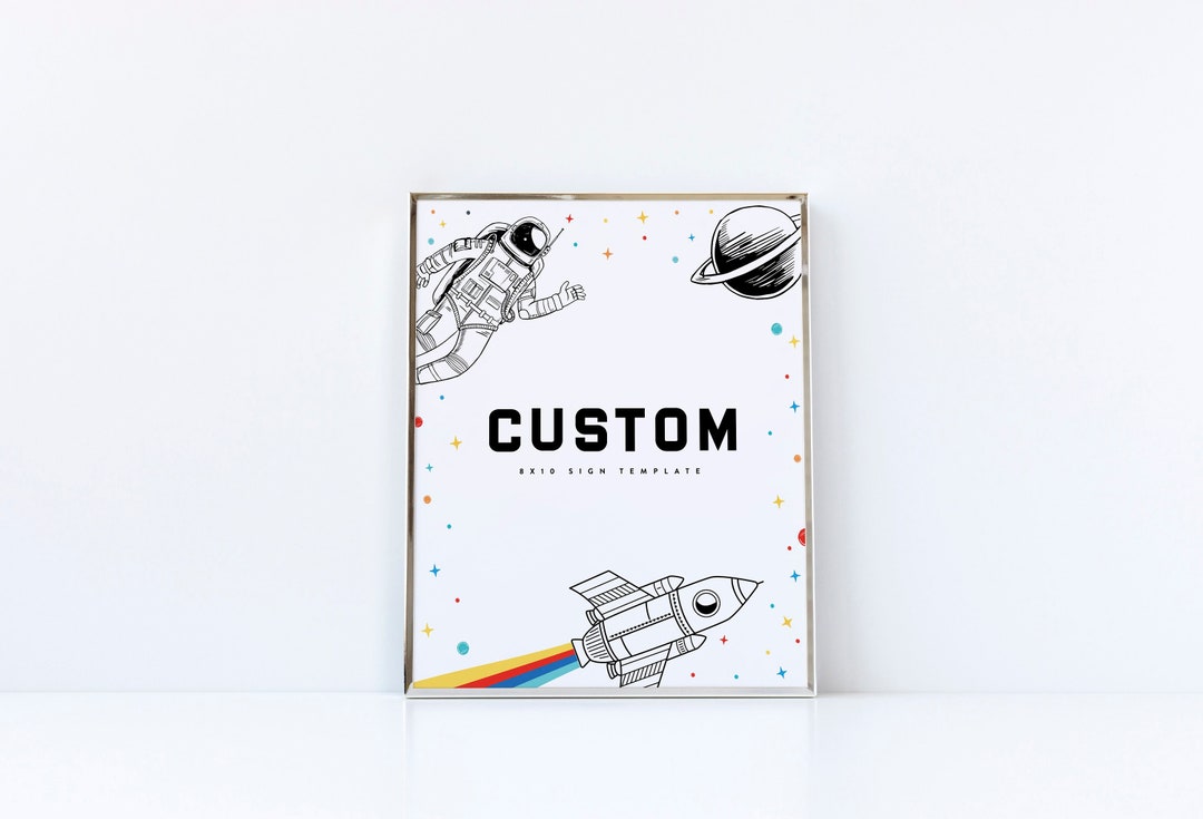 Space Birthday Sign Template, Modern Retro Space Birthday Party ...