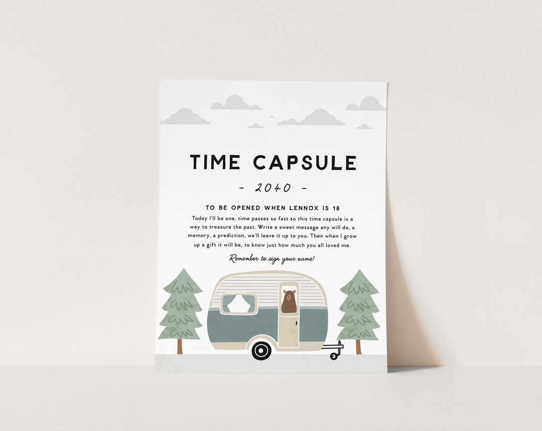 Editable Happy Camper Time Capsule, One Happy Camper, Camping Birthday ...