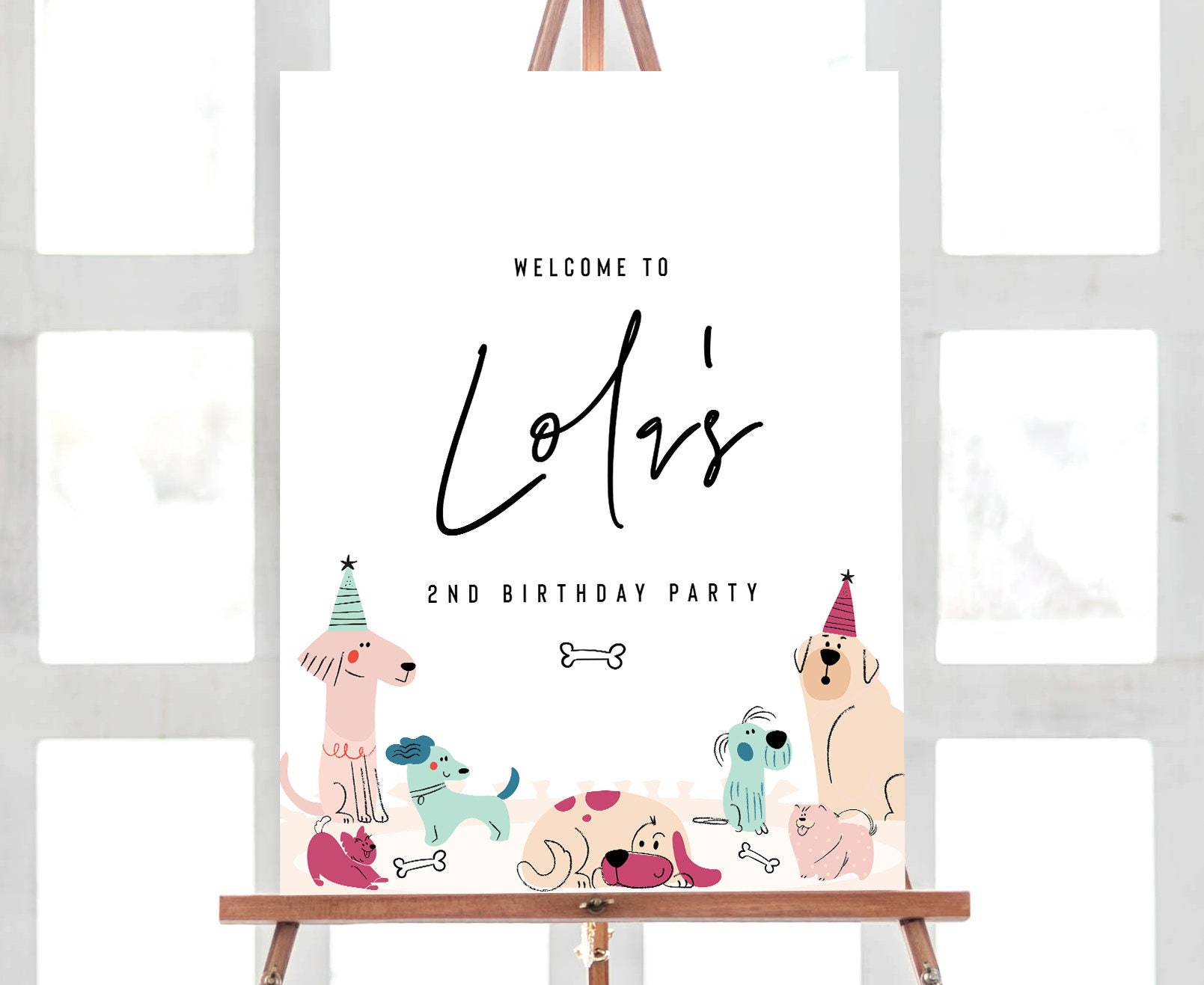 Puppy Pawty Editable Signage Dog Theme Party Signs Dog Birthday Party ...