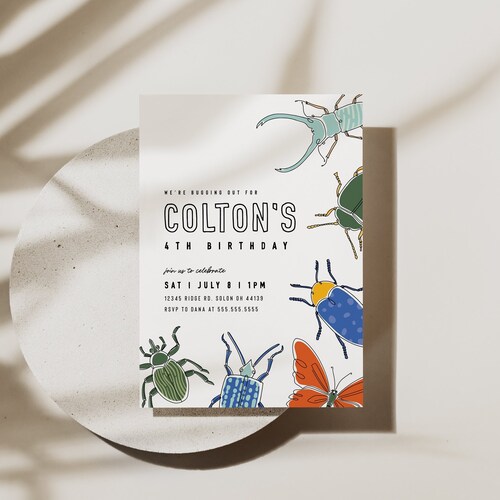 Insect Party Invitation Bug Birthday Invite Digital - Etsy