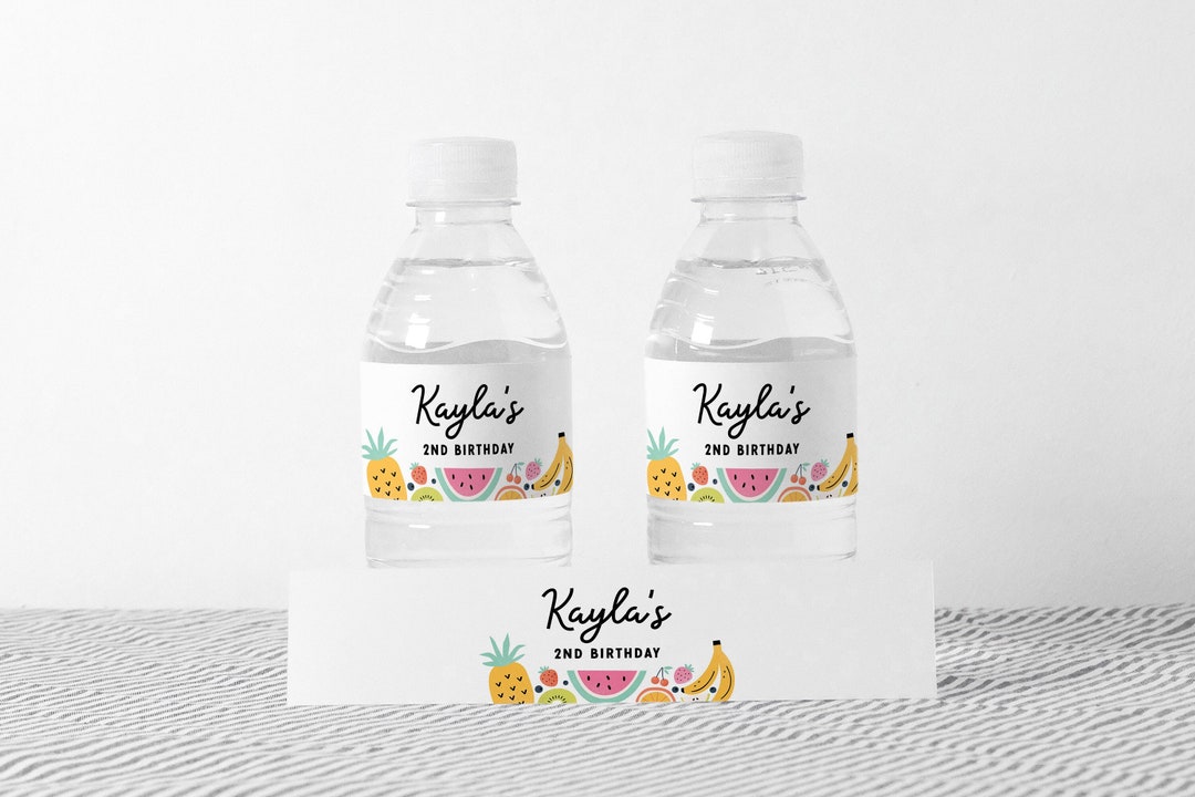 Editable Two-tti Frutti Water Bottle Labels, Tutti Frutti Tropical ...