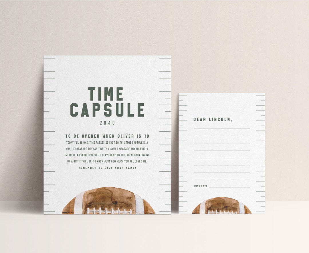 Football Birthday Time Capsule, Football Party Decorations, Editable ...