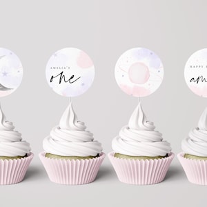Editable Space Birthday Favor Tags, Minimalistic Space, Galaxy Sun Moon ...