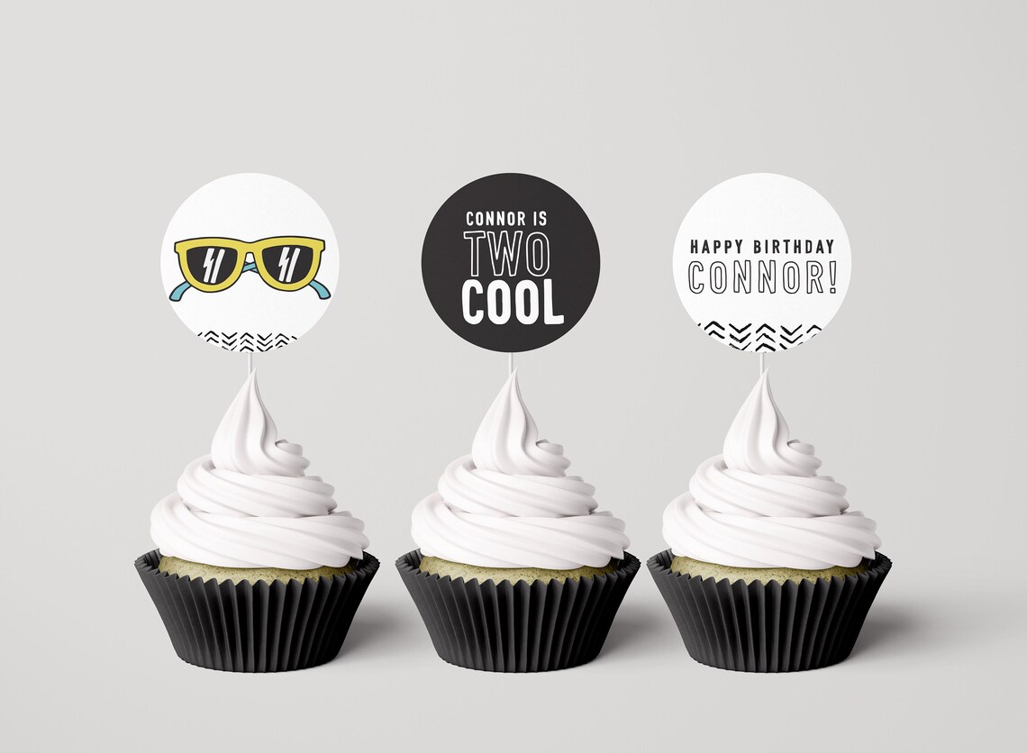 Two Cool Birthday Backdrop, Modern Two Cool Party Decorations, Editable ...