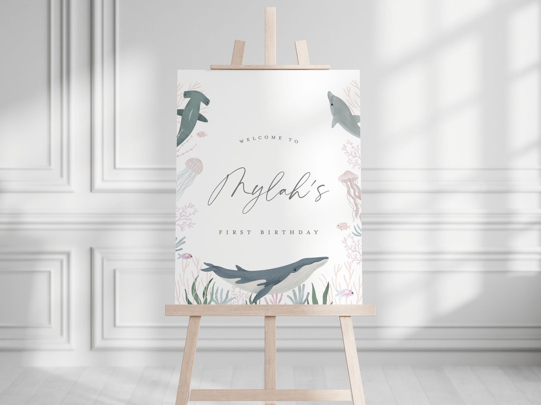 Under the Sea Birthday Welcome Sign Girl Under the Sea Birthday Party ...