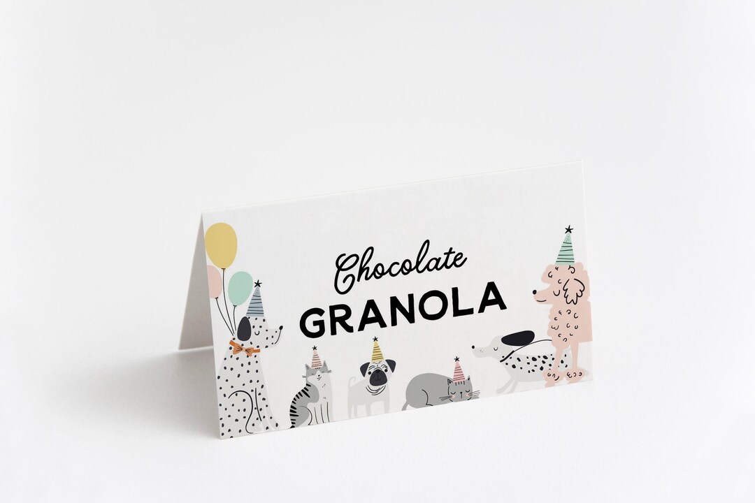 Editable Dog and Cat Birthday Food Tents, Puppy Pawty Food Labels, Dog ...