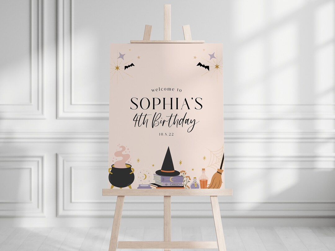 Witch Birthday Welcome Sign: Hocus Pocus Halloween Party (editable ...