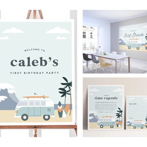 Surf Birthday Bundle, Retro Surfing Birthday Party Package, the Big One ...