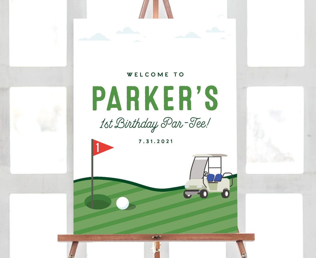 Golf Welcome Sign, Hole in One Birthday Sign, Golf Birthday Welcome ...