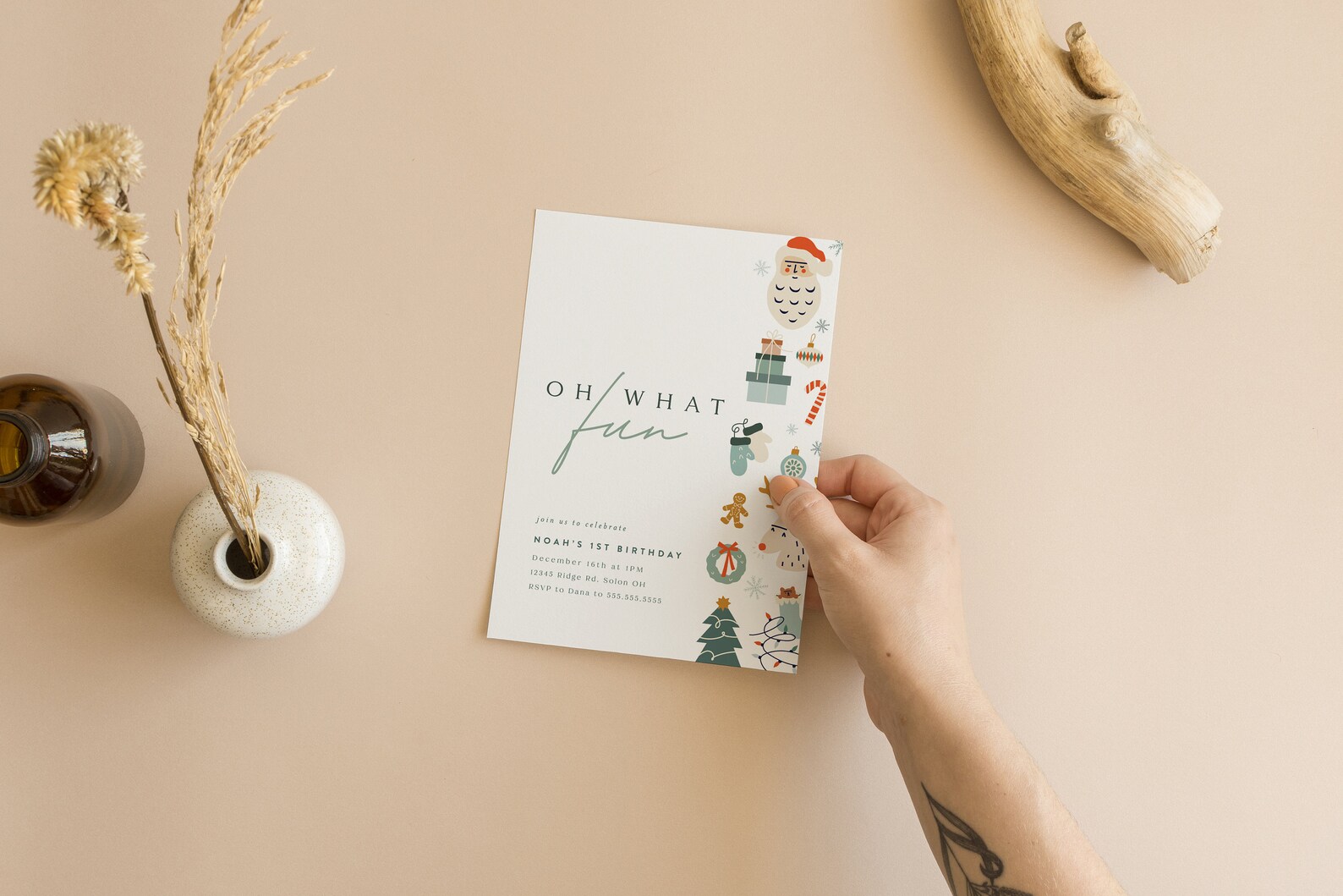 Christmas Birthday Invitation: Modern Holiday Party (editable Digital ...