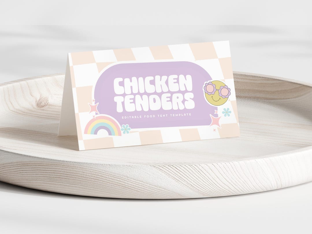 Preppy Smiley Face Food Label Template: Retro Groovy Food Tents ...