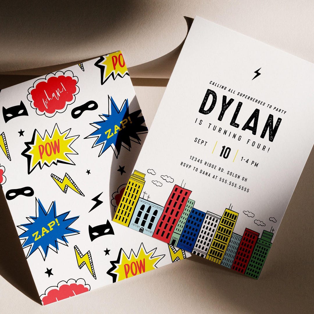 Editable Superhero Birthday Invitation Template (instant Download) - Etsy