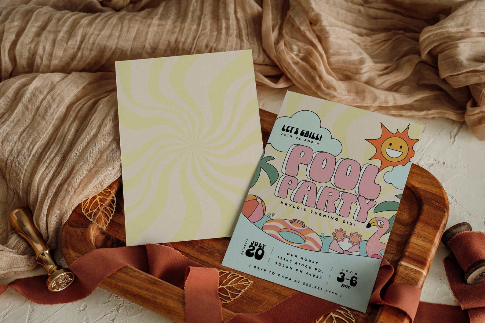 Retro Pool Party Pass: Editable VIP Birthday Template (digital Download ...