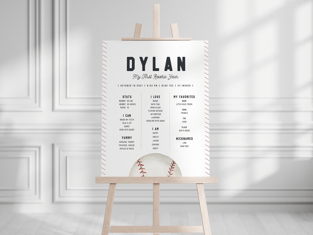 Baseball Milestone Board Template Baseball Birthday Party Little Rookie ...