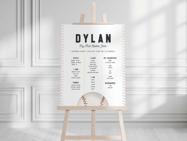 Baseball Sign Template Baseball Birthday Party Little Rookie - Etsy