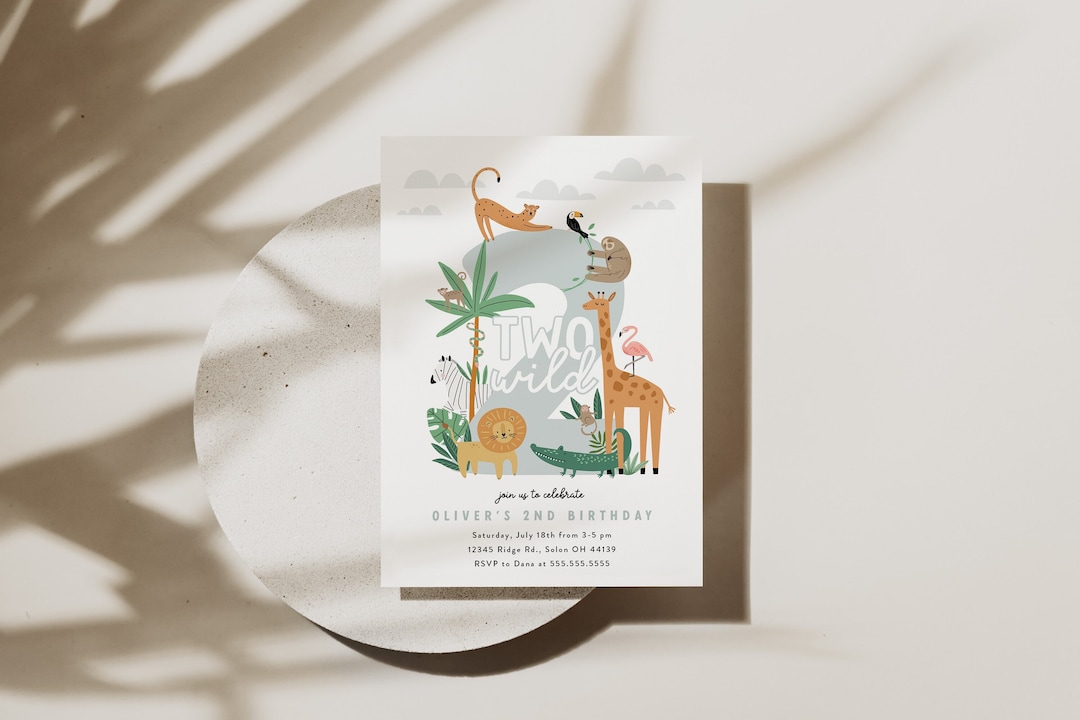 Two Wild Invitation Template Boy Two Wild Birthday Invitation Boy 2nd ...