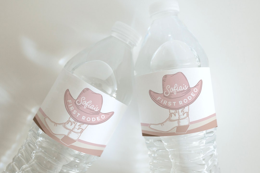 First Rodeo Water Bottle Label: Cowgirl Birthday Party (editable ...