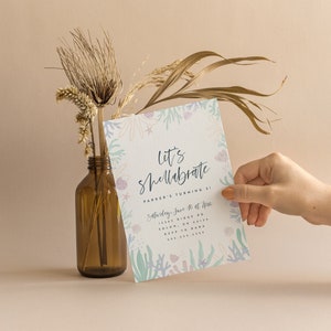 Sea Shell Invitation Template Shellabration Party Invitation Sea Shells ...