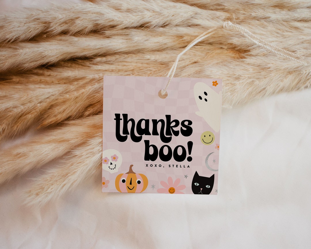 Retro Halloween Favor Tag Template, Girl Halloween Birthday, Halloween ...