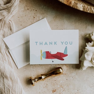 Airplane Thank You Card Template: Modern Aviation Birthday (INSTANT ...