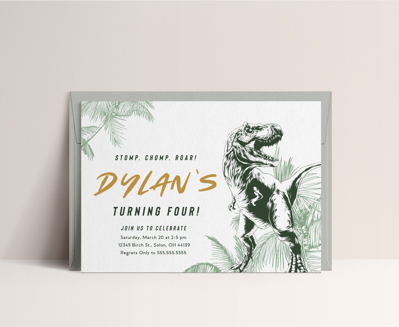 Dinosaur Invitation T Rex Birthday Invitations Jurassic - Etsy