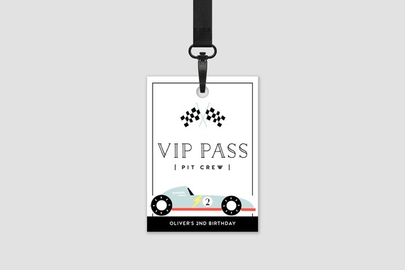 Race Car VIP Pass Editable Printable Pit Crew Favor Tag - Etsy