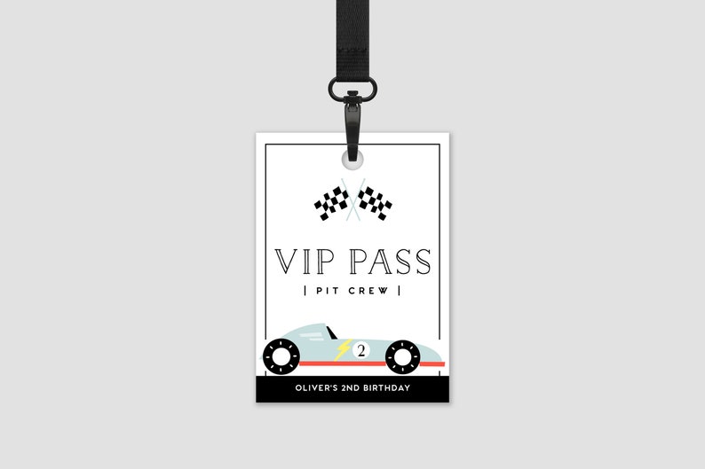 Race Car VIP Pass Editable Printable Pit Crew Favor Tag - Etsy