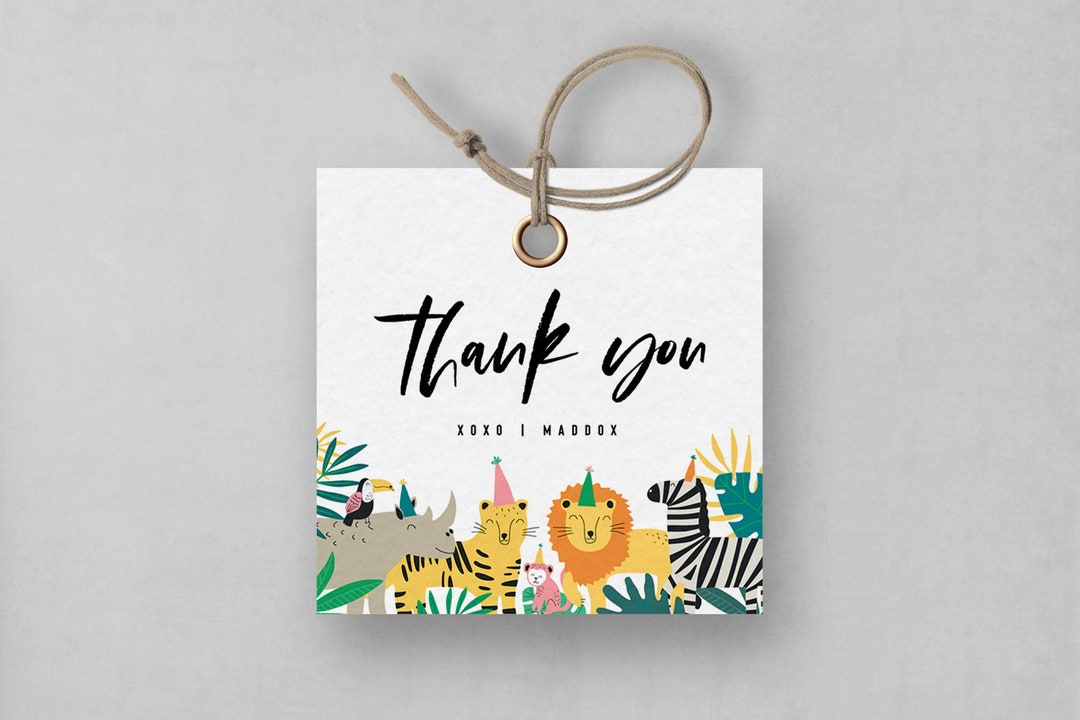 Safari Jungle Birthday Favor Tag, Wild Party Animals, Party Decorations ...
