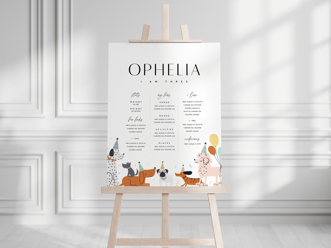 Dog Birthday Milestone Sign Template: Modern Puppy Party (digital ...