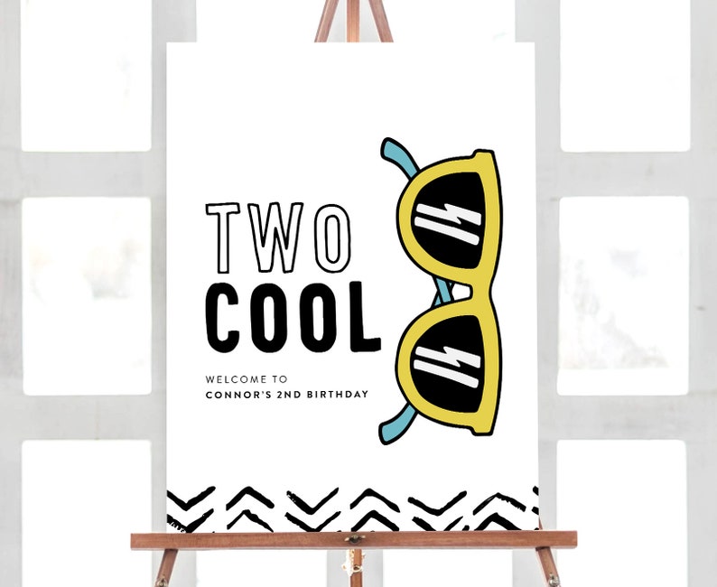 Two Cool Birthday Backdrop, Modern Two Cool Party Decorations, Editable ...