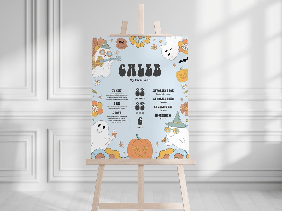 Retro Halloween Birthday Milestone Board: Spooky Boy Decor (INSTANT ...