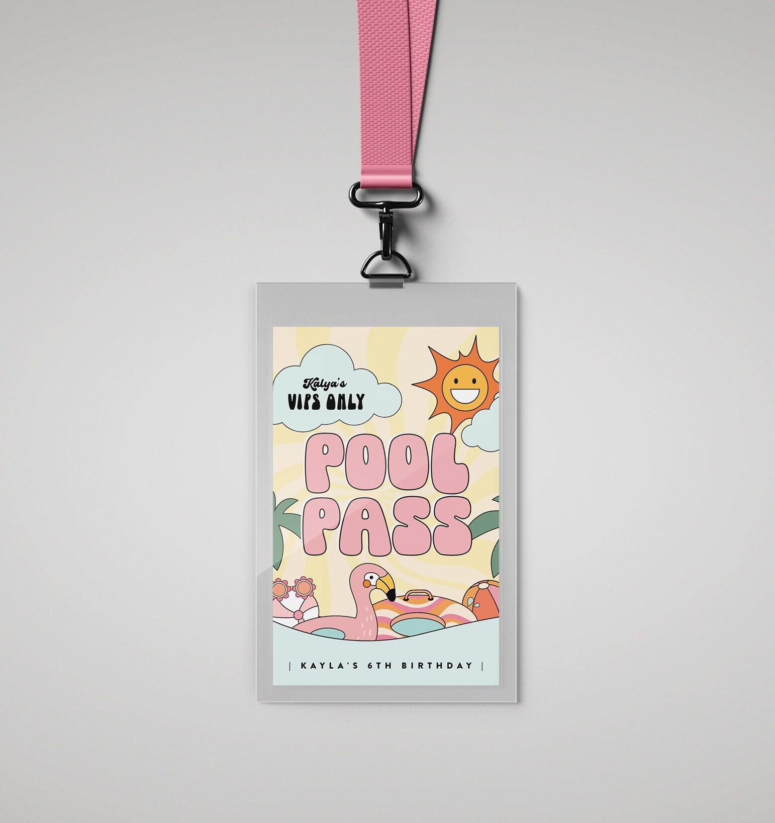 Retro Pool Party Pass: Editable VIP Birthday Template (digital Download ...