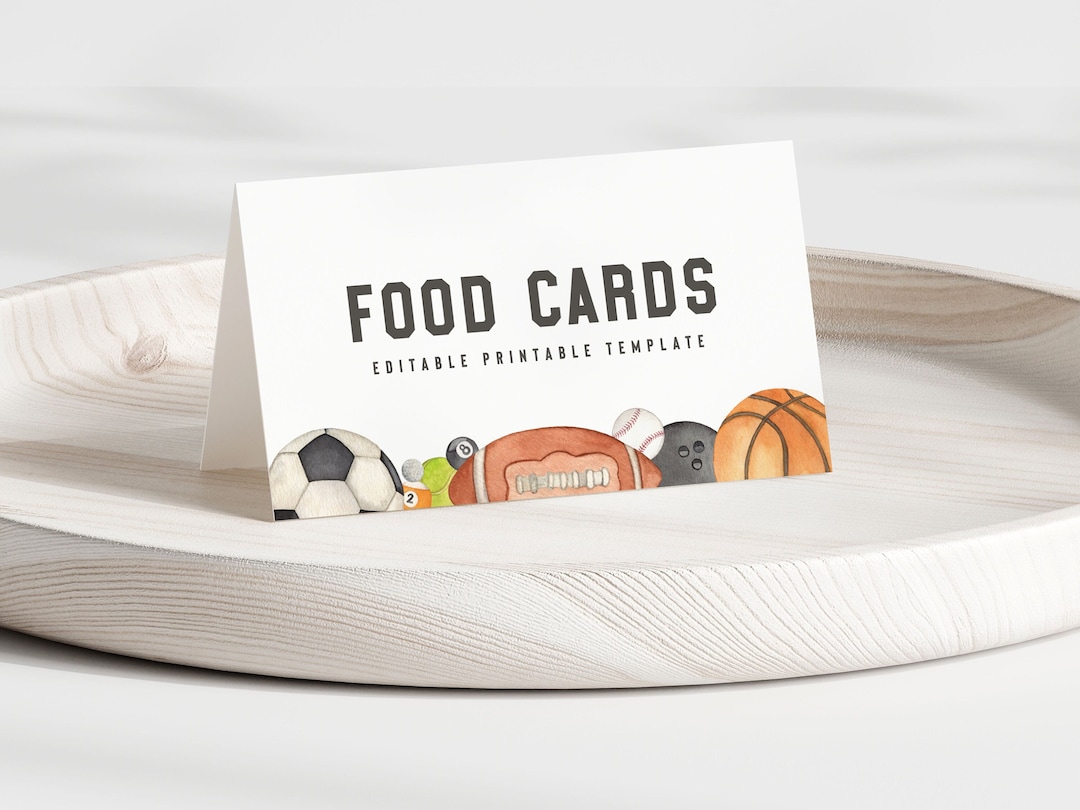 Editable Sports Food Cards, Sports Birthday Food Tents, Basketball ...