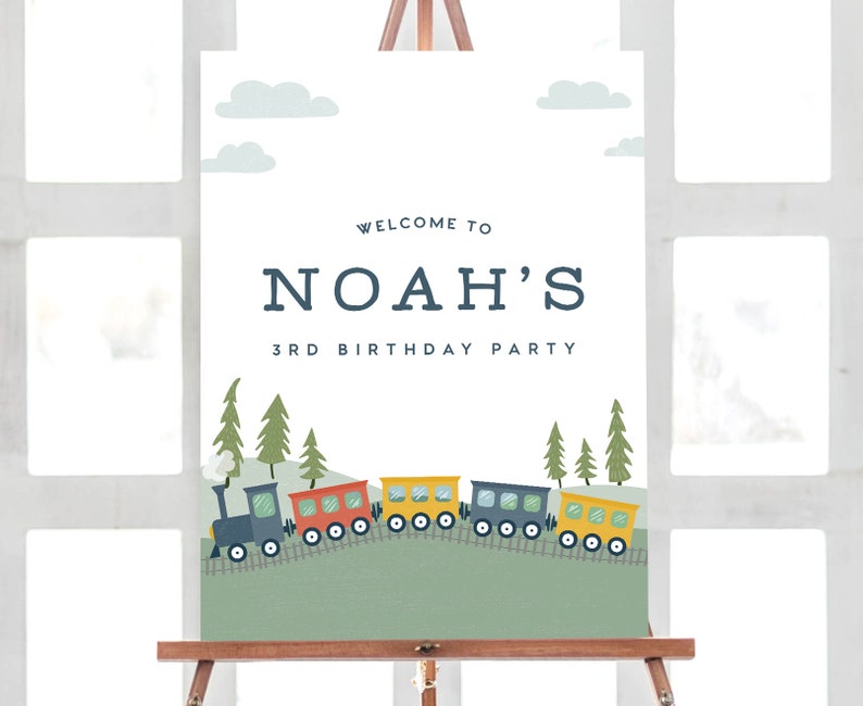 Editable Train Birthday Signs Modern Table Top Signs Train | Etsy